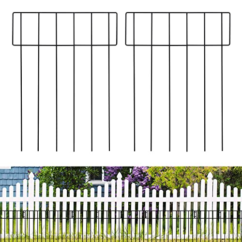 10 Pack Animal Barrier Fence,17 Inch(H) X 10 Ft(L) No Dig Fencing Decorative Garden Fence, Rustproof Metal Wire Garden Fence Border, Dog Rabbits Ground Stakes Defence for Outdoor Landscaped Yard.