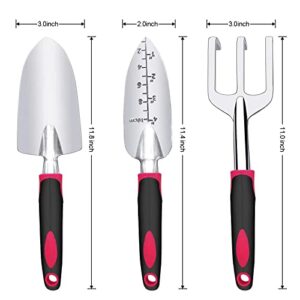 Garden Tool Set, 3 Pieces Aluminum Heavy Gardening Kit Including Hand Shovel, Transplant Shovel and Hand Rake with Soft Rubber Non-Slip Handle, Peoplewholovegardeningenjoy apleasant Experience