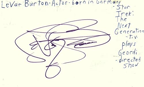 Levar Burton Actor For Star Trek TV Movie Autographed Signed Index Card JSA COA