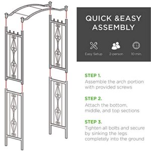 Best Choice Products 92in Steel Garden Arch Arbor Trellis for Outdoor, Yard, Garden, Climbing Plants w/Decorative Wire Lattice - Black