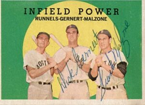 1959 topps infield power dick gernert and frank malzone signed card with jsa coa