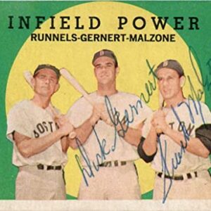 1959 Topps Infield Power Dick Gernert and Frank Malzone Signed Card with JSA COA