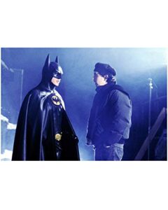 michael keaton as bruce wayne aka batman standing with tim burton 8 x 10 inch photo