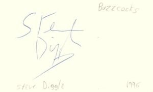 steve diggle vocals guitar buzzcocks rock band music signed index card jsa coa