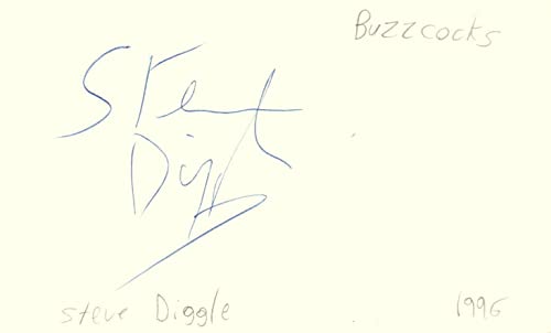 Steve Diggle Vocals Guitar Buzzcocks Rock Band Music Signed Index Card JSA COA