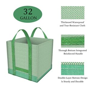 Reusable Yard Waste Bags/Lawn Bags/Leaf Bags, Collapsible Garden Bag, Pop Up Garden Bag, Heavy Duty Woven Polypropylene Bag, Double Bottom Design Reinforced carry handles(1-Pack 32Gallons )