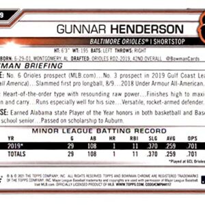 2021 Bowman Prospects #BP-49 Gunnar Henderson Baltimore Orioles Baseball Card