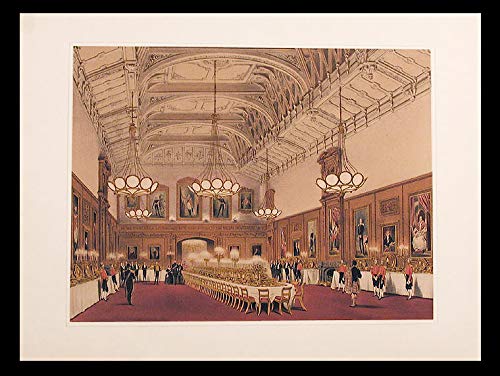 PAIR OF VIEWS: [Waterloo Chamber] [and] [St. George's Hall. The Garter Banquet in 1844. The guests seated, Windsor Castle