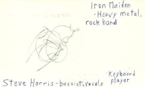 steve harris vocals bassist keyboard for iron maiden music signed index card jsa coa