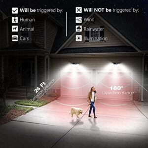 AmeriTop Solar Lights Outdoor 300 LED 7000K Motion Sensor Lights Cordless; 5 Adjustable Heads, 360° Wide Angle Illumination, IP65 Waterproof, Security LED Flood Light for Patio Yard Garden 2 Pack