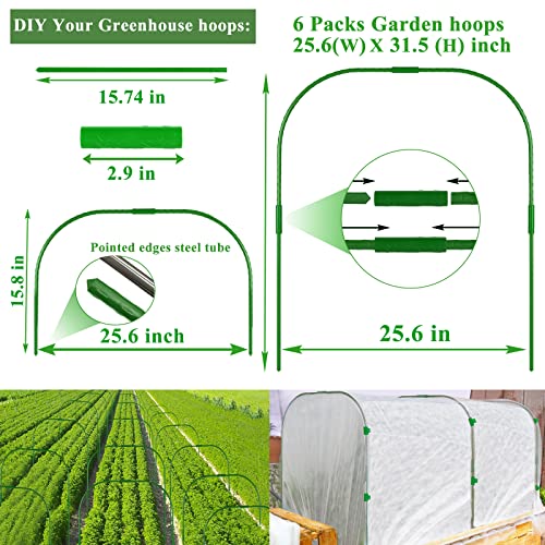 WYRJXYB Plant Covers Freeze Protection kit,10 x 30 Ft Frost Cloth & 6PCs Garden Hoops & 12 Clips, Frost Blanket, Greenhouse Hoops, Floating Row Cover kit for Plants Vegetables Winter Frost Protection