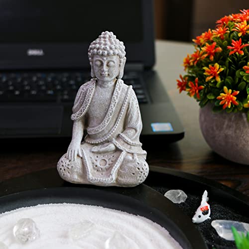 Meditation Buddha Zen Garden - Sun Moon Zen Garden Kit for Desk - Yin Yang Chakra Rock Sand Garden Shine Altar Zen Decor Gifts for Adult w/Rake Accessories Healing Crystal Succulent