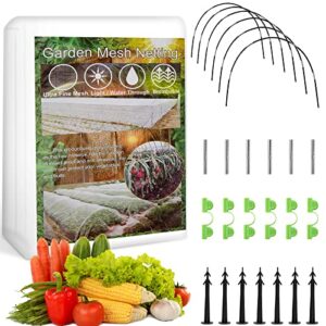 wadeo garden netting kit, greenhouse covers 8x33ft bird netting for garden protection for raised beds vegetable, including finest mesh netting, rust-free fiberglass support hoops frame