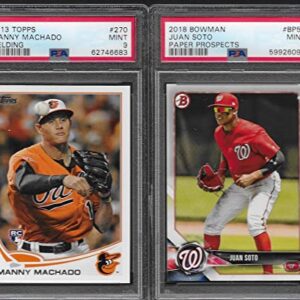 PSA MANNY MACHADO & JUAN SOTO 2 CARD ROOKIE LOT TOPPS & BOWMAN GRADED PSA MINT 9 PADRES SUPERSTAR PLAYERS