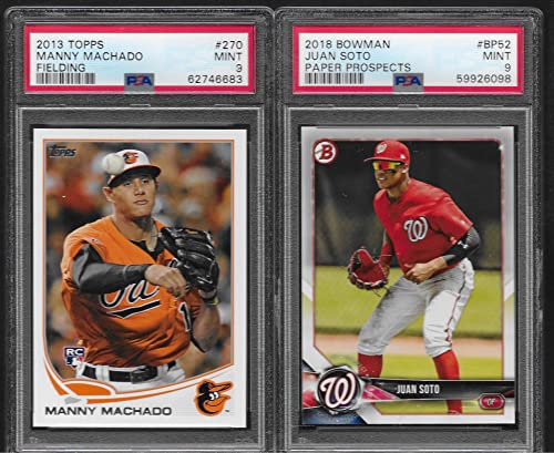 PSA MANNY MACHADO & JUAN SOTO 2 CARD ROOKIE LOT TOPPS & BOWMAN GRADED PSA MINT 9 PADRES SUPERSTAR PLAYERS