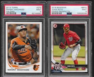 psa manny machado & juan soto 2 card rookie lot topps & bowman graded psa mint 9 padres superstar players