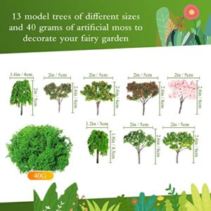 Canlierr 58 Pieces Miniature Fairy Garden Accessories Outdoor DIY Micro Landscape Ornaments Include Mixed Model Trees, Faux Green Moss, Mini House Animal Yard Figurines for Dollhouse Craft