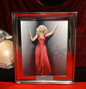 rare christina aguilera signed autograph, frame, coa, uacc rd#228, dvd, doll mib