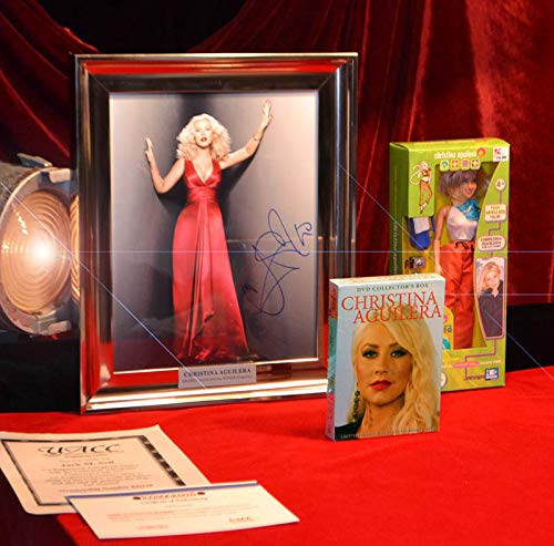 Rare CHRISTINA AGUILERA Signed Autograph, Frame, COA, UACC RD#228, DVD, DOLL MIB