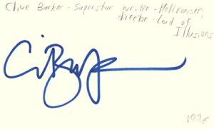 clive barker superstar writer director autographed signed index card jsa coa