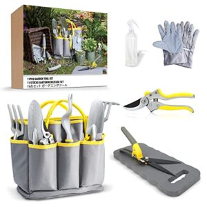 byhagern 11 pcs garden tool set, gardening tool set with non-slip rubber grip, professional heavy duty aluminum alloy gardening tools for women, ideal gardening tools kit gift for women