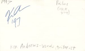 ken andrews guitarist vocals failure rock band music signed index card jsa coa