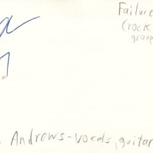 Ken Andrews Guitarist Vocals Failure Rock Band Music Signed Index Card JSA COA