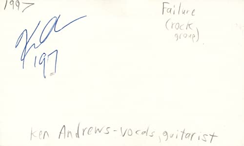 Ken Andrews Guitarist Vocals Failure Rock Band Music Signed Index Card JSA COA