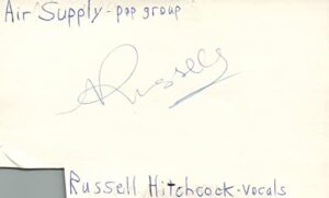 russell hitchcock vocals air supply pop band music signed index card jsa coa