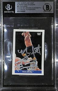 shawn michaels & marty jannetty signed 1991 euroflash wwf card #65 bas coa wwe – autographed wrestling cards