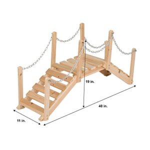 Shine Company 4963N 3 Ft. Cedar Wood Garden Bridge with Side Rails, Natural