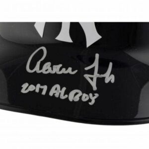 AARON JUDGE Autographed "2017 AL ROY" New York Yankees Batting Helmet FANATICS - Autographed MLB Helmets