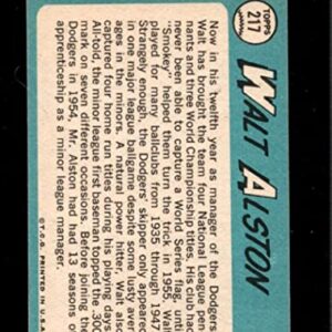 1965 TOPPS #217 WALT ALSTON MG EX DODGERS HOF