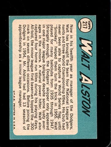 1965 TOPPS #217 WALT ALSTON MG EX DODGERS HOF