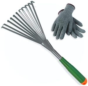 hand rake garden tool – small flower bed rake i garden hand rake perfect size i hand rakes for picking up leaves i comfortable rake with hands gloves i strong hand rakes i the rake hands for gardening