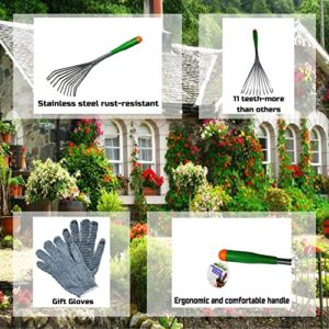 Hand Rake Garden Tool - Small Flower Bed Rake I Garden Hand Rake Perfect Size I Hand Rakes for Picking up Leaves I Comfortable Rake with Hands Gloves I Strong Hand Rakes I The Rake Hands for Gardening