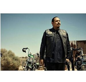 mayans m.c. emilio rivera as marcus”padre” alvarez standing by ride 8 x 10 inch photo