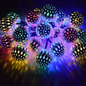 dephen solar string lights – 15ft outdoor string lights 20led solar christmas lights outdoor waterproof multicolor moroccan string lights for patio garden party festival xmas tree