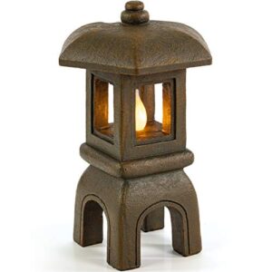 vp home pagoda garden statues outdoor, solar powered statue japanese garden decor, outdoor zen garden lantern, flickering led garden light (serenity zen pagoda)