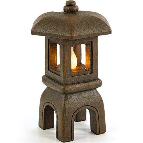 VP Home Pagoda Garden Statues Outdoor, Solar Powered Statue Japanese Garden Decor, Outdoor Zen Garden Lantern, Flickering LED Garden Light (Serenity Zen Pagoda)