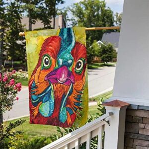 Chicken Garden Flowers Painting Garden Flags House Indoor & Outdoor Holiday Decorations,Waterproof Polyester Yard Decorative For Game Family Party Banner