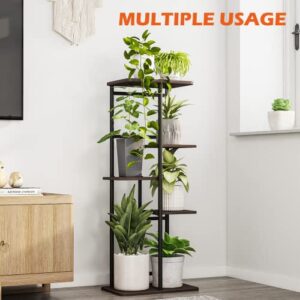 Bamworld Tall Plant Shelf Indoor Metal Plant Stand Outdoor 5 Tier Black Large Plant Stands for Multiple Plants Flower Stand Pot Holder for Patio Garden Corner Balcony Living Room