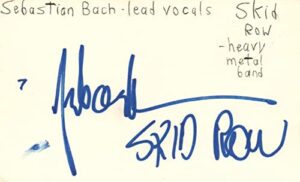 sebastian bach lead singer skid row rock heavy metal signed index card jsa coa