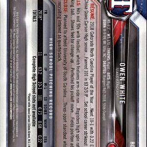 2018 Bowman Draft Chrome Baseball #BDC-159 Owen White Texas Rangers Official MLB Trading Card produced by Topps Company