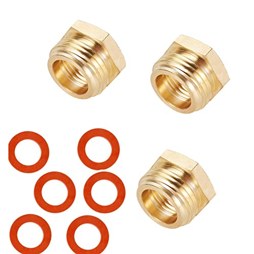 Brass Pipe to Garden Hose Fitting Connect,3/4" GHT male x 1/2" NPT Female Connector,GHT to NPT Adapter Brass Fitting,Garden Hose Adapter 3pcs