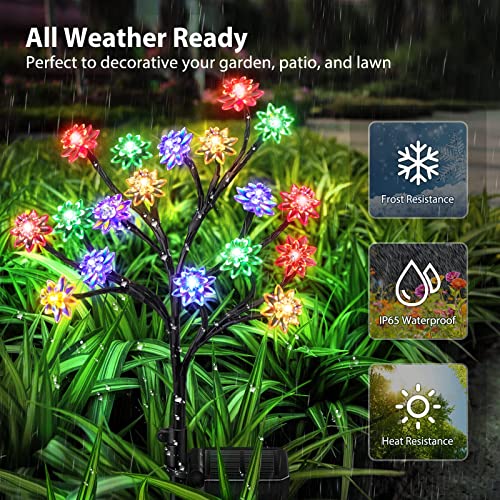 ENSLI Solar Lights Outdoor Garden Decorative, 4 Pack Upgraded Solar Garden Lights Outdoor Waterproof Landscape Lights, Solar Outdoor Lights Solar Flower Lights for Garden, Patio, Yard Decor