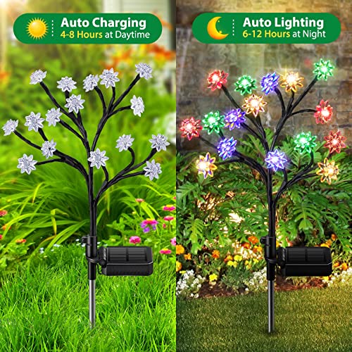 ENSLI Solar Lights Outdoor Garden Decorative, 4 Pack Upgraded Solar Garden Lights Outdoor Waterproof Landscape Lights, Solar Outdoor Lights Solar Flower Lights for Garden, Patio, Yard Decor