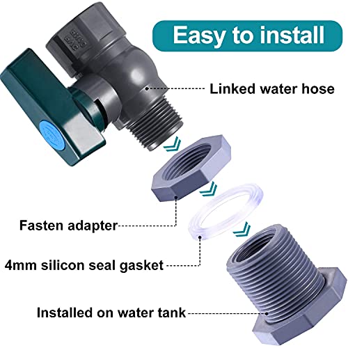 Sanpaint PVC Rain Barrel Diverter Kit, 3/4 Inch Rain Barrel Valve, Rain Barrel Spigot Kit with Bulkhead Fitting Adapter for Water Tanks, Aquariums, Tubs, Pools