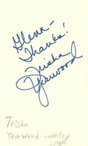 trisha yearwood singer musician country music signed index card jsa coa