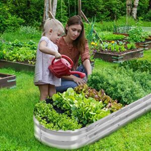 GADI Raised Garden Bed Kit for Vegetables Flower Galvanized Metal Planter Boxs Designed for Easy DIY and Cleaning Not Twist Or Rot (Silver)